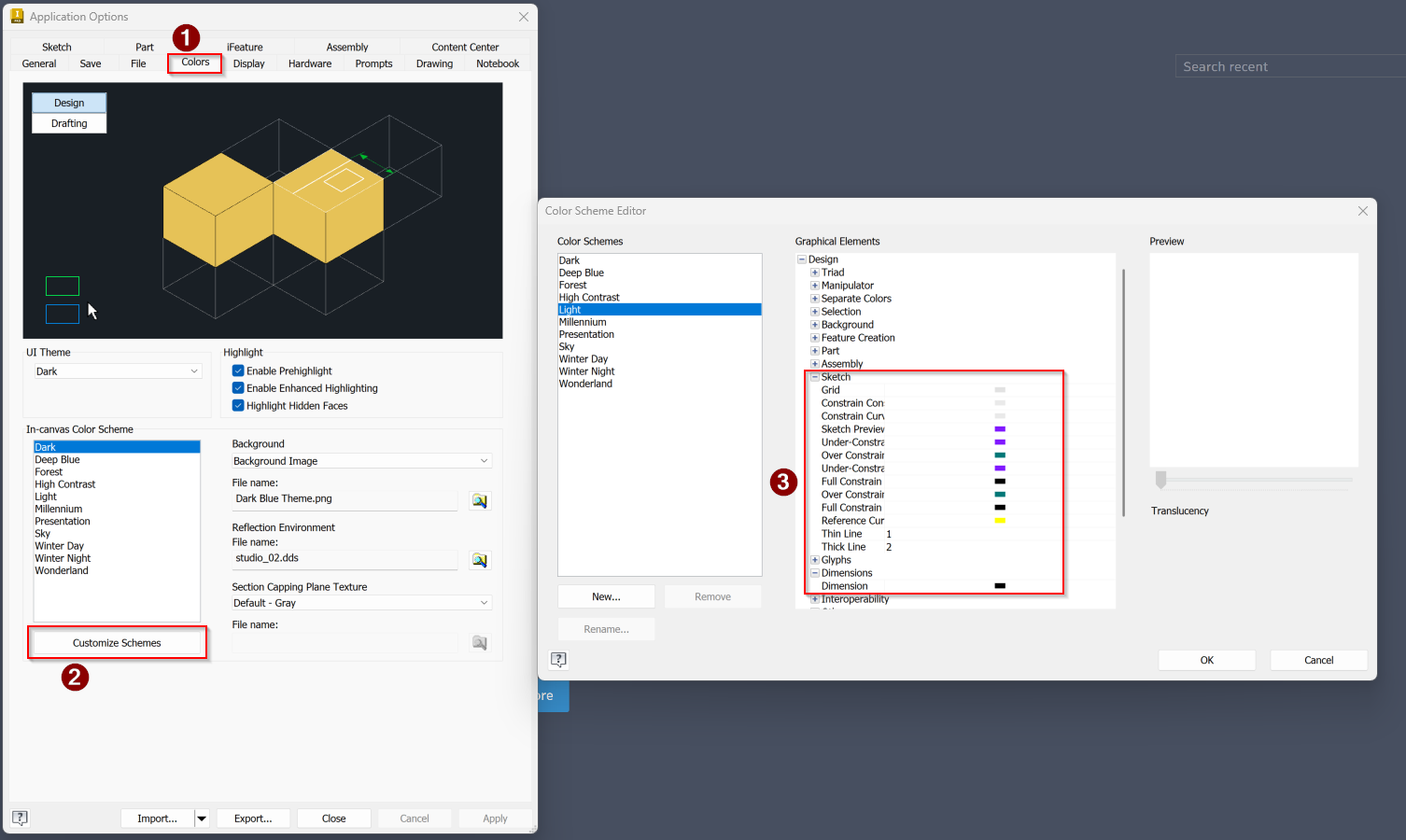 In Inventor, 2D sketch segments/entities are displayed in purple ...