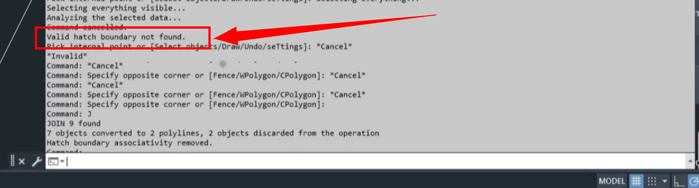 "Valid hatch boundary not found." when adding Hatches in AutoCAD Products
