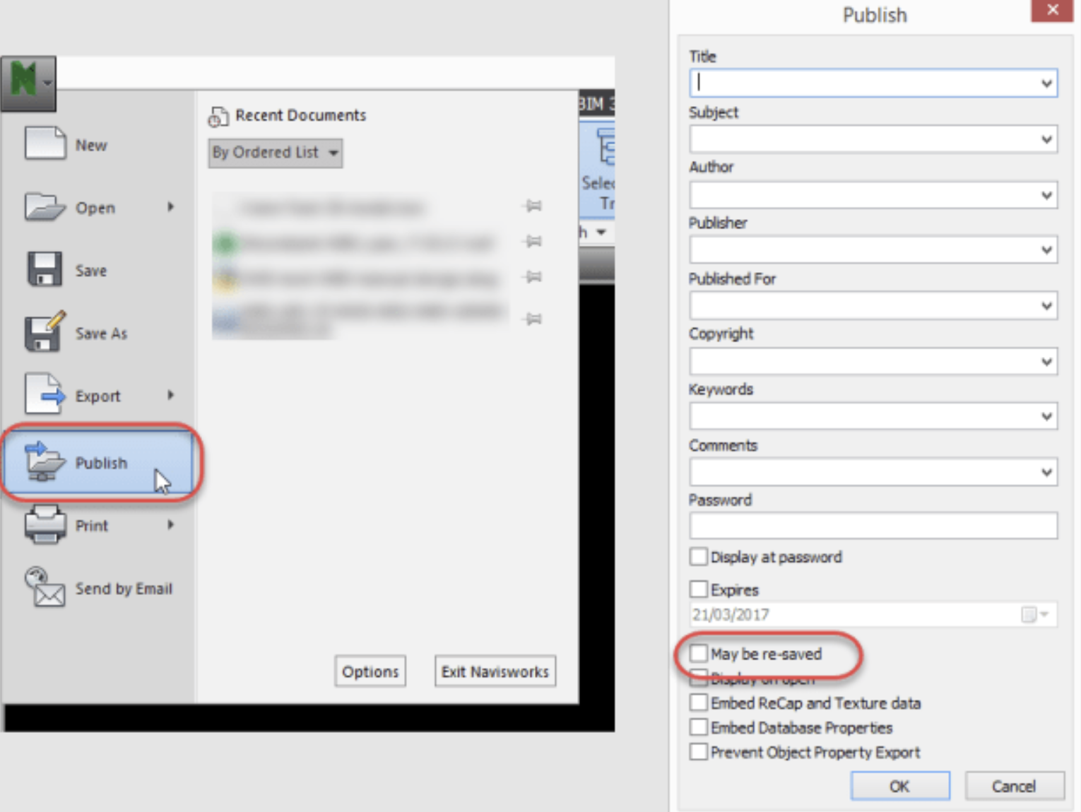 Save the file as NWD option is missing in Navisworks Save As dialog