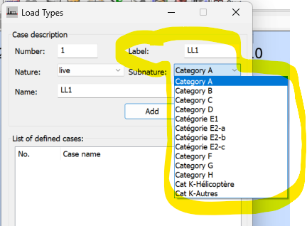 What is the meaning of subnature while load cases definition in Robot Structural Analysis
