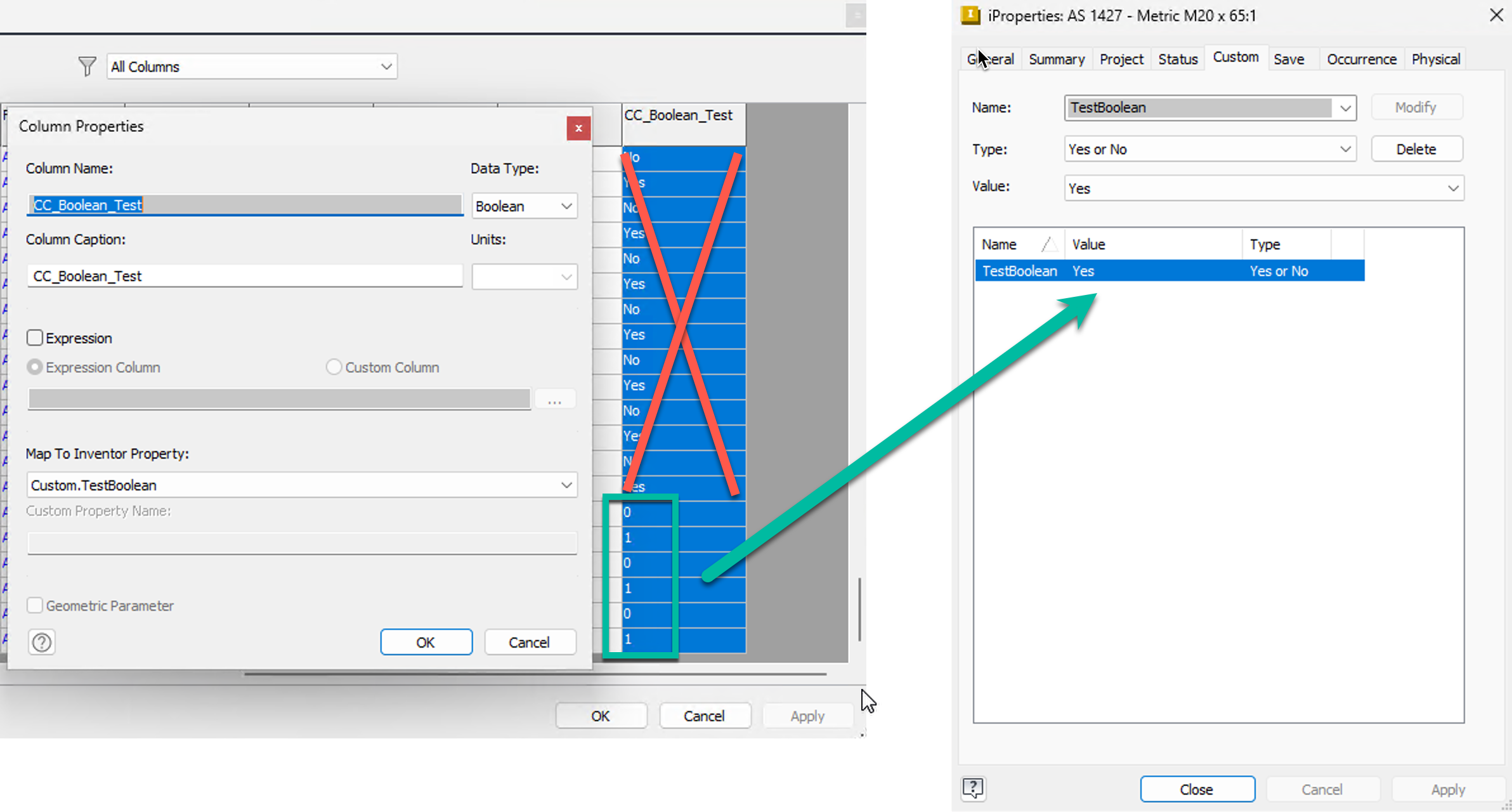 Boolean Properties Added To Content Center Parts In Inventor Are Being Converted To Text String