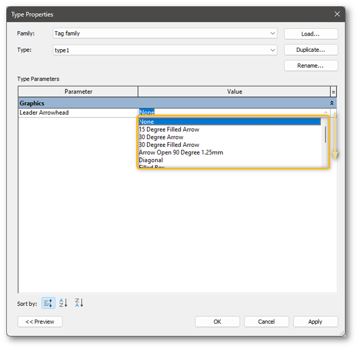 How to modify the leader arrowhead of an annotation tag in Revit