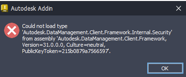 "Could not load type X 'Autodesk.DataManagement.Client.Framework ...