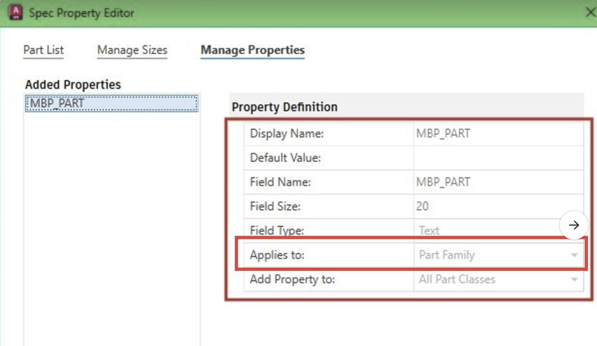 Old custom property applies to Part Family when opening in AutoCAD ...