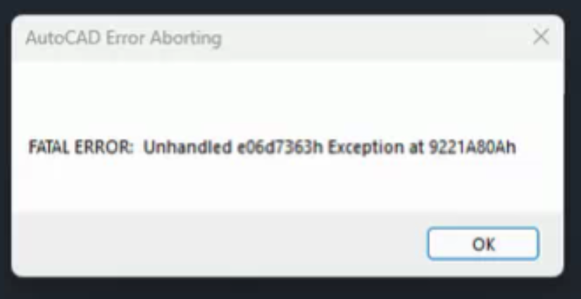 "FATAL ERROR: Unhandled Access Violation Reading..." while working in ...