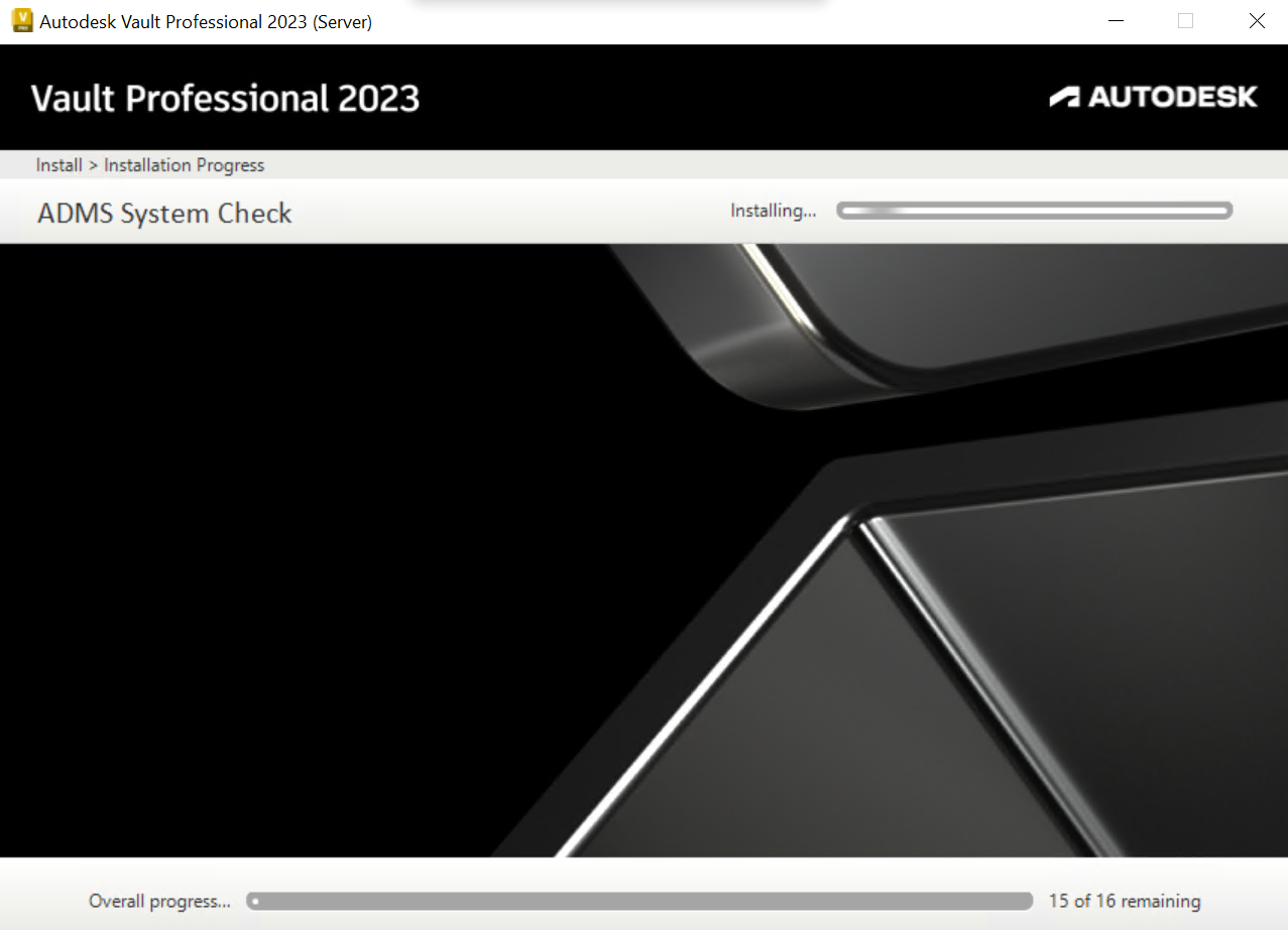 Vault Server installation stalls at "ADMS System Check"