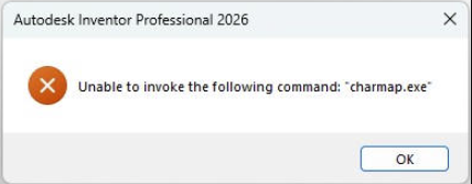 “Unable to invoke the following command: charmap.exe” appears when ...