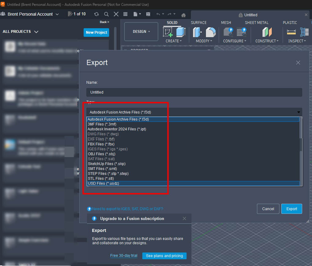 File formats supported in Autodesk Fusion