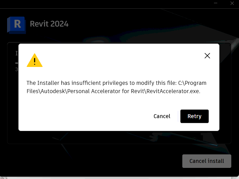 "The Installer has insufficient privileges to modify this file: C ...