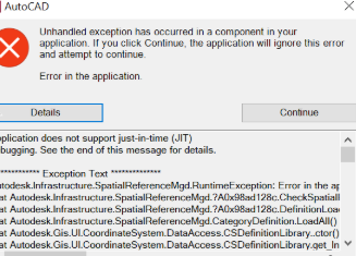Unhandled exception and Just-in-time debugger error occurs when running MAPCSASSIGN in AutoCAD ...