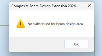 "No slabs found for beam design area" reported while using Composite ...