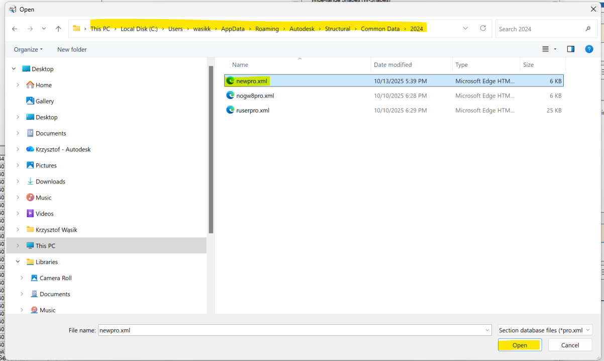 Sections, defined in Section definition module are not saved in user ...