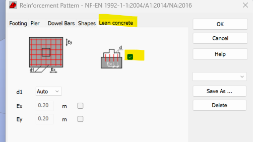 What method is used for spread footing design with lean concrete in ...
