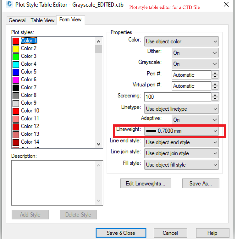 Lineweights plot thicker or lighter than expected in AutoCAD products