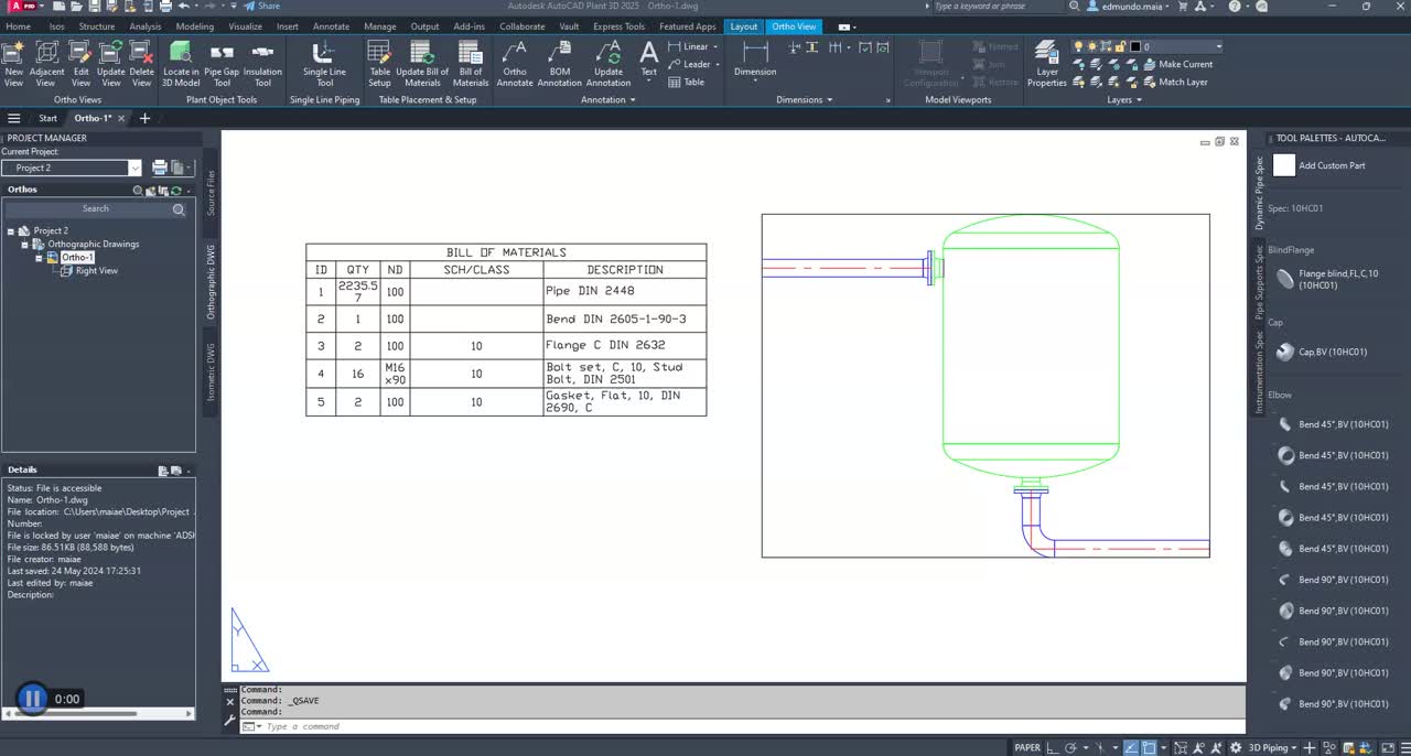 Orthographic drawings BOM ID is changed when updating the table in ...