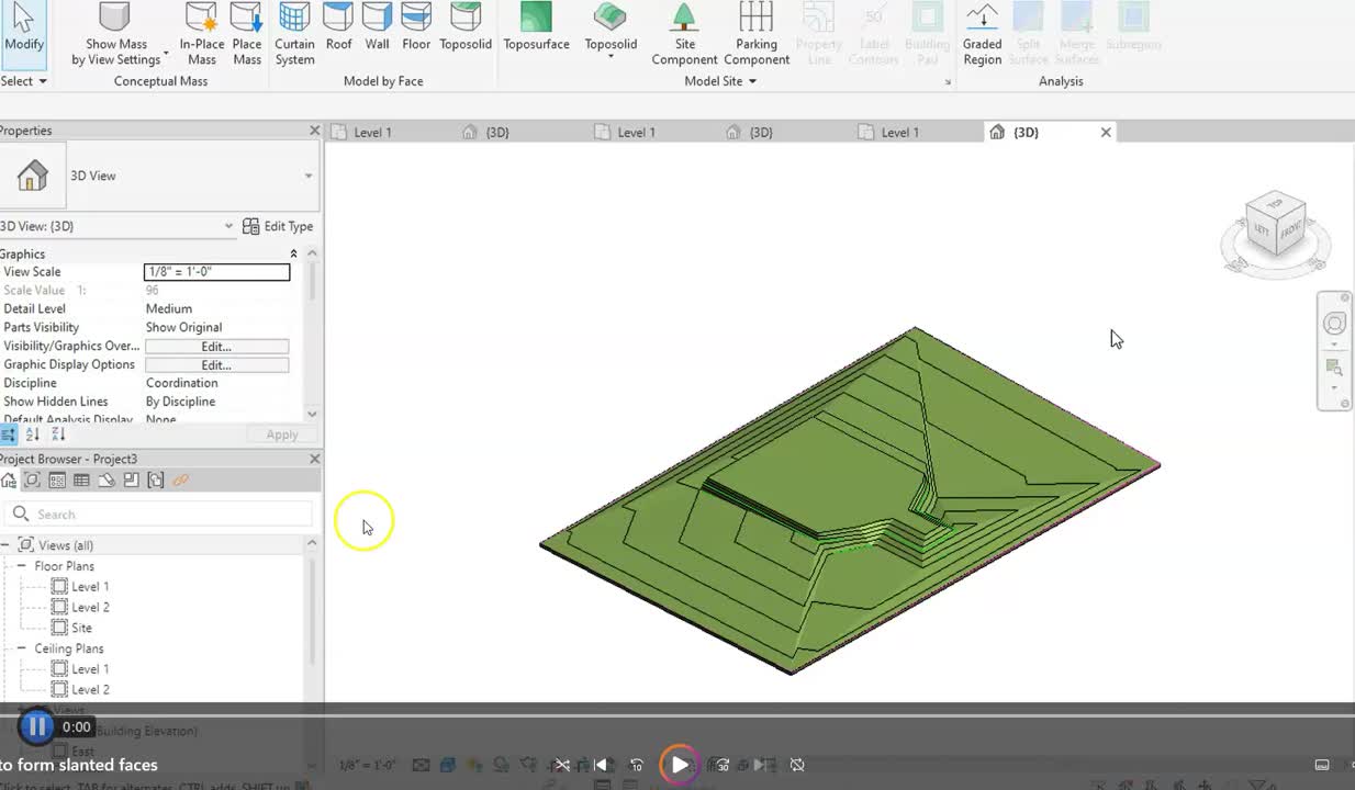 Toposolid is not generated as per the imported DWG drawing file in Revit.