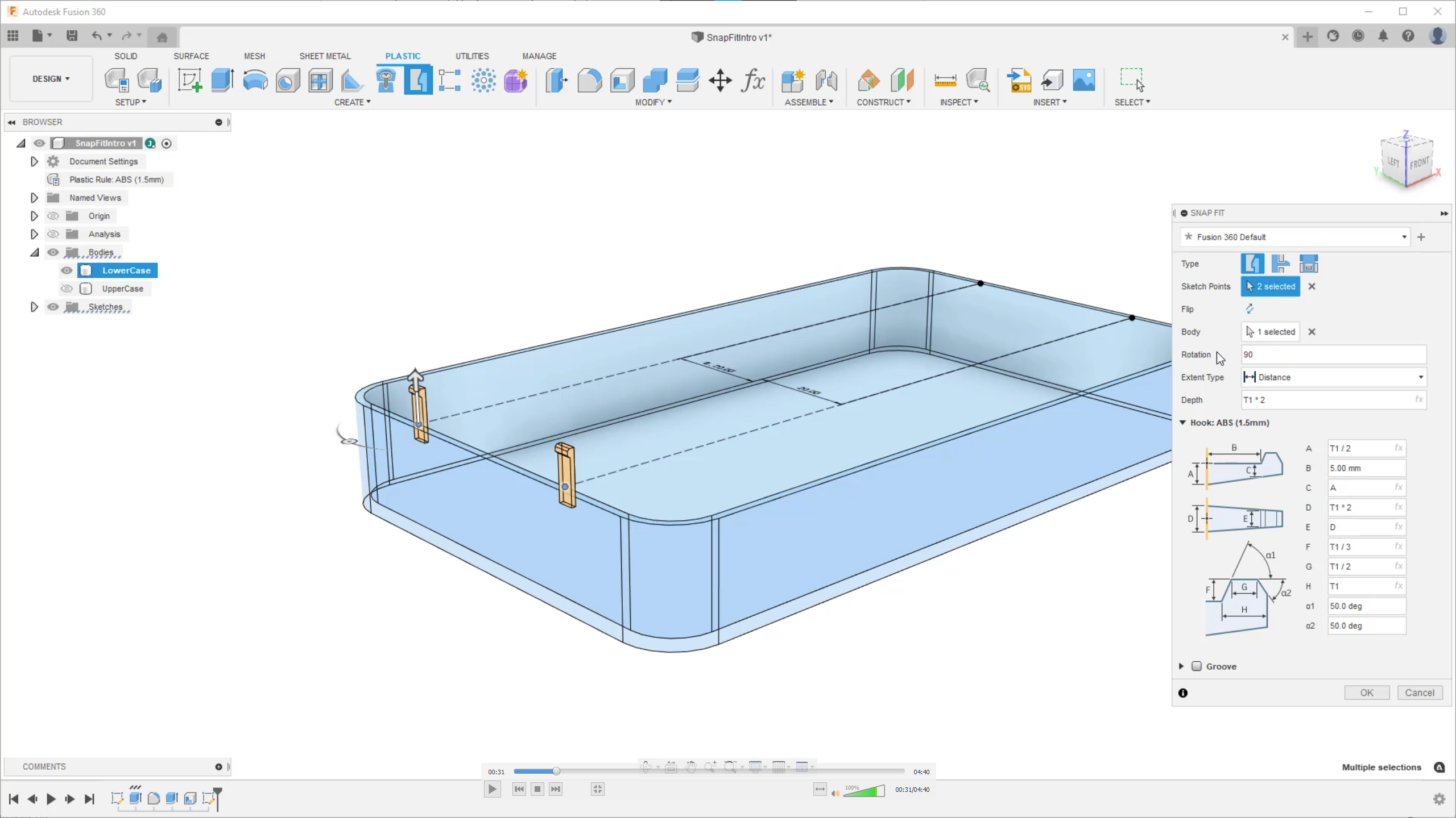 Fusion Help | Create a snap fit | Autodesk