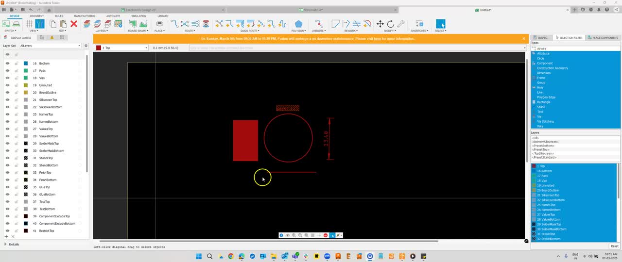 How to change the layer for a group of elements in Fusion Electronics?