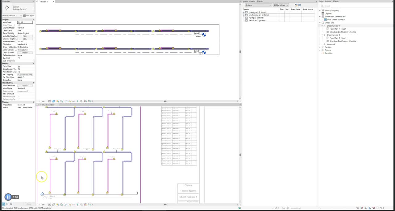 "Filter by sheet" is not refreshing correctly when duct/pipe system ...