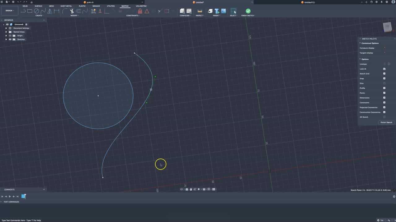 How to make a spline tangent to a line/circle in Fusion